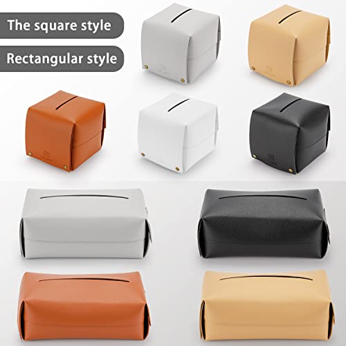 HELMDY Tissue Box Holder Rectangular: Modern Decorative PU Leather Organizer Tissue Box Cover 9.84"X5.51"X3.86" for Bathroom Vanity Countertop & Night Stands & Office Desk & Car (Gray)