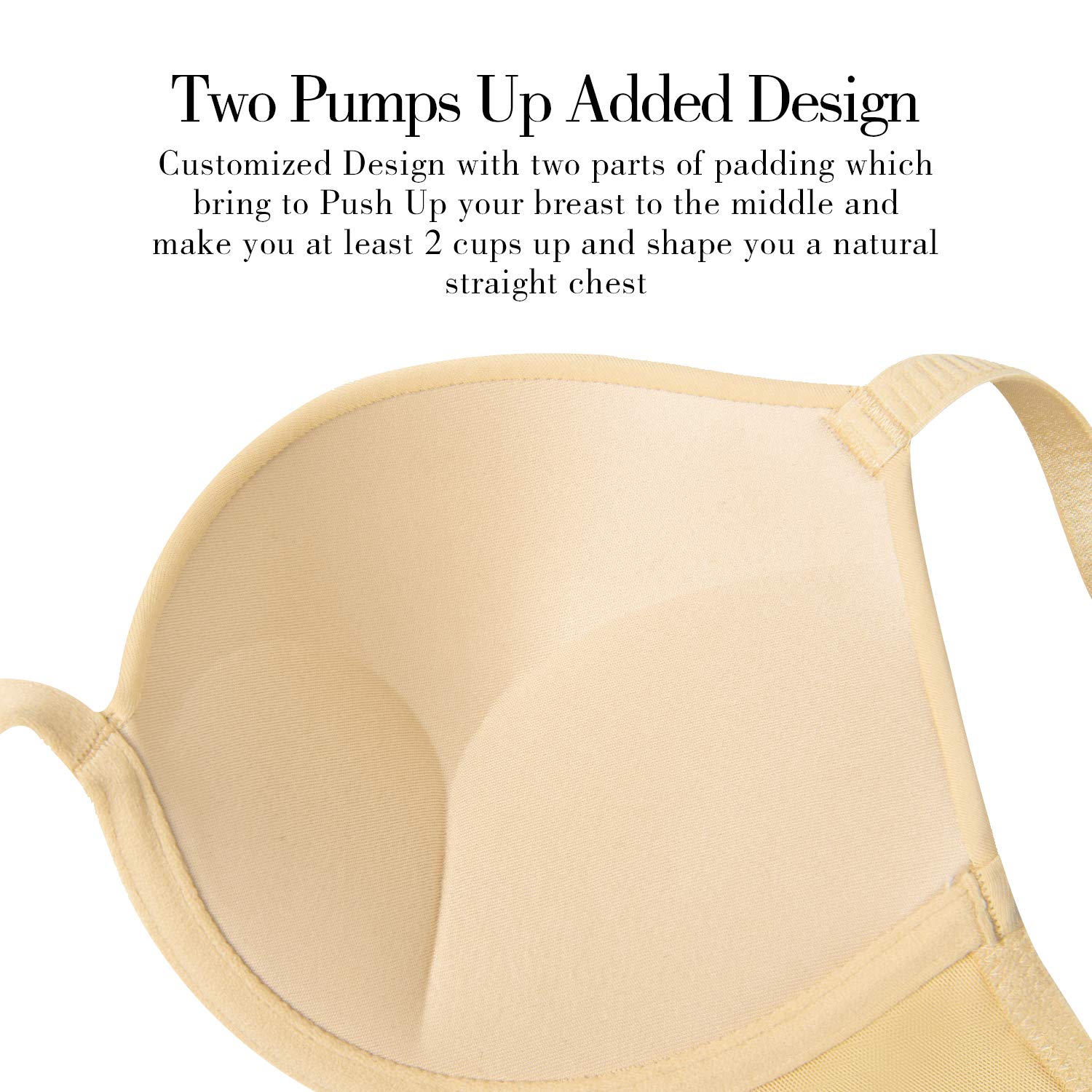 Wingslove Women's Push Up Bra Deep V Plunge Underwire T-Shirt Bra Multiway 2 Cups Up（Nude,32D
