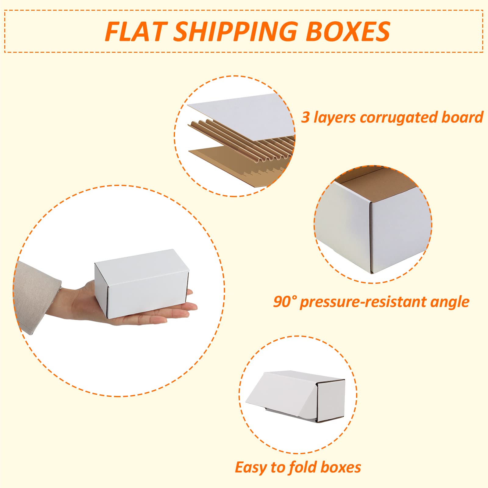 HORLIMER Shipping Boxes Set of 50, Small Corrugated Cardboard Box Literature Mailer, (White, 4.6" x 2.2" x 2.2")