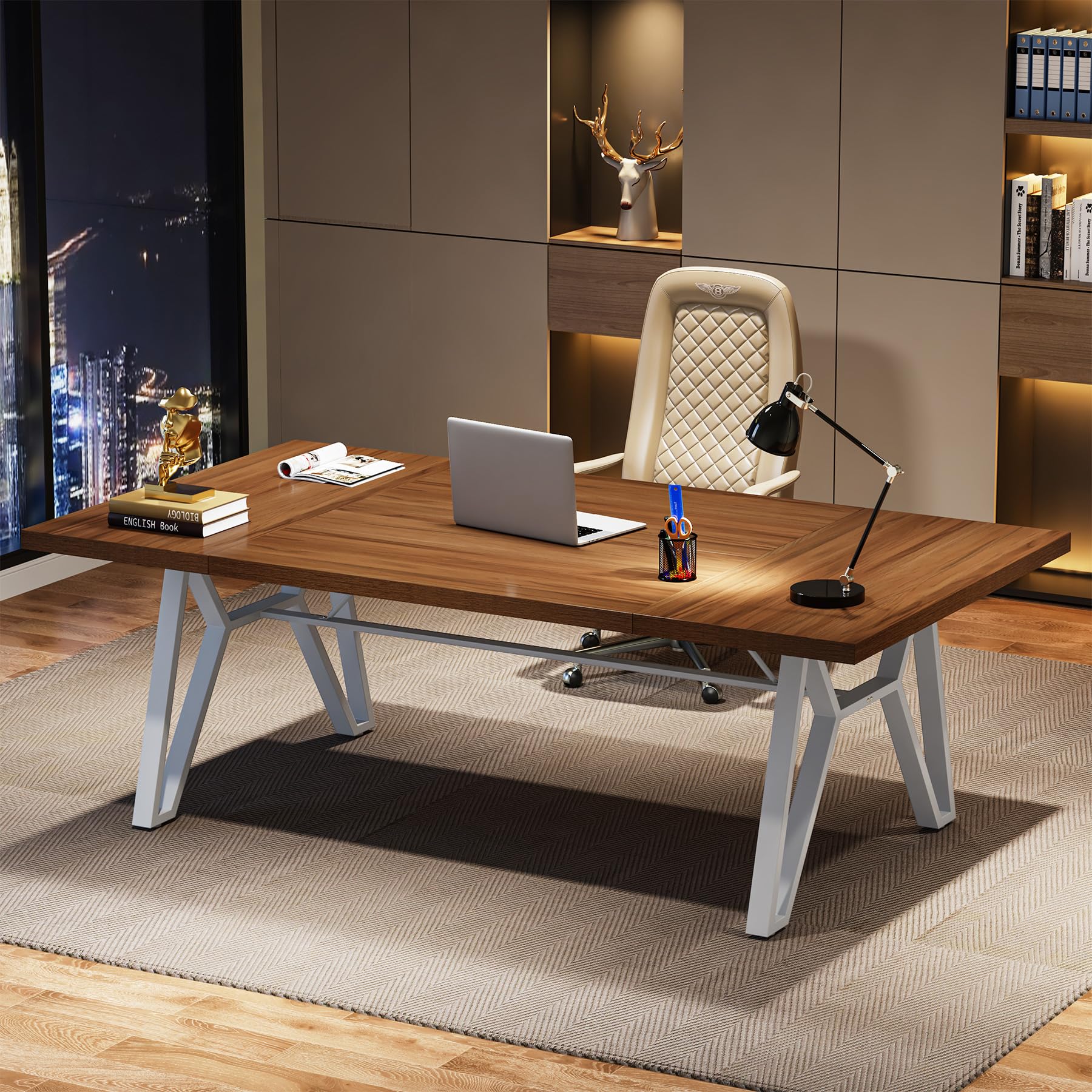Tribesigns 6FT Conference Table, 70 in Meeting Table, Long Seminar Table for Meeting Room, Rectangular Modular Conference Room Table, Large Computer Table for Office, Boardroom.