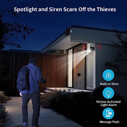 XVIM 4MP Solar Security Camera Wireless Outdoor, 2.5K HD Video, Home Security Surveillance Camera with Full Color Night Vision, 360°Pan/Tilt, 2.4GHz WiFi, PIR Detection, Remote Access & Live Alarm
