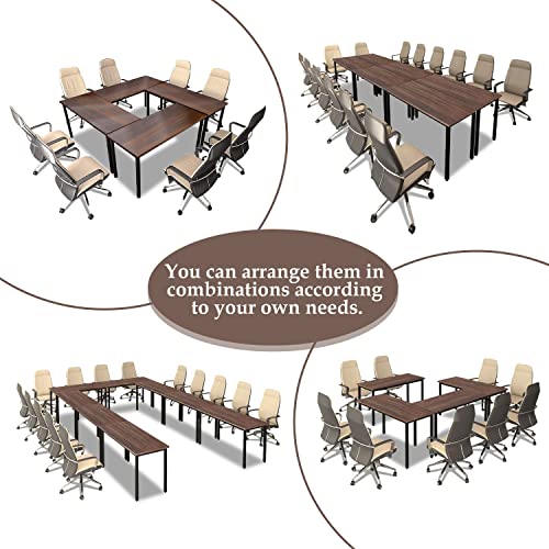 Bonzy Home Conference Tables 8ft Office Computer Desk for Meeting Room Study Writing Printer Podcast Table Save Space Design for 10 People Rustic Vintage Walnut 4PCS, 94.4"x47.2"x29.5"