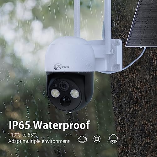 XVIM 4MP Solar Security Camera Wireless Outdoor, 2.5K HD Video, Home Security Surveillance Camera with Full Color Night Vision, 360°Pan/Tilt, 2.4GHz WiFi, PIR Detection, Remote Access & Live Alarm