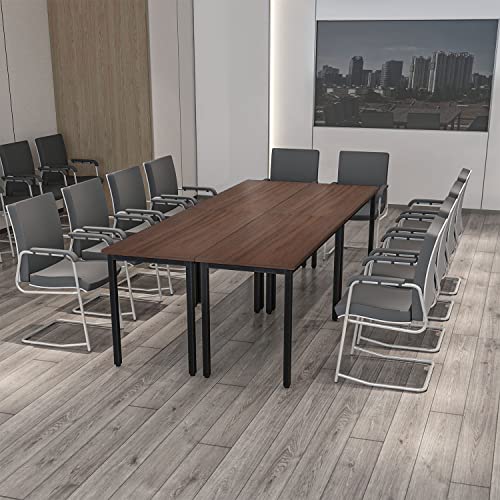 Bonzy Home Conference Tables 8ft Office Computer Desk for Meeting Room Study Writing Printer Podcast Table Save Space Design for 10 People Rustic Vintage Walnut 4PCS, 94.4"x47.2"x29.5"