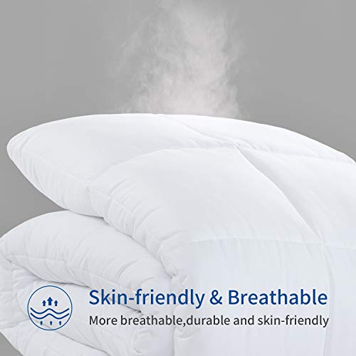 Hombys Oversized Super King Down Alternative Fluffy Comforter, 120 x 98 in, 116 oz Quilted Duvet Insert with Duvet Cover, 8 Corner Tabs (White)