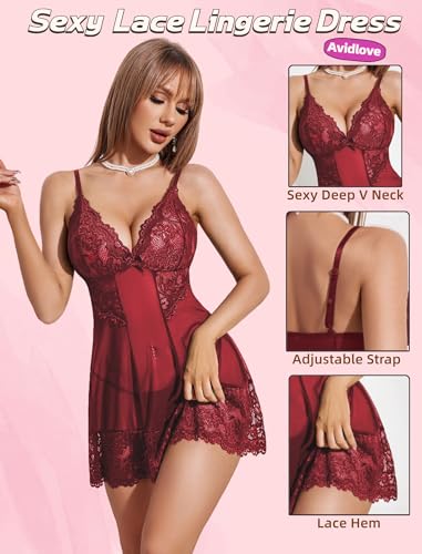 Avidlove Womens Lingerie Lenceria Sexy para Mujer Maternity Langiere Boudoir Outfits(Red,Small)