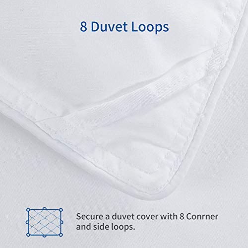 Hombys Oversized Super King Down Alternative Fluffy Comforter, 120 x 98 in, 116 oz Quilted Duvet Insert with Duvet Cover, 8 Corner Tabs (White)