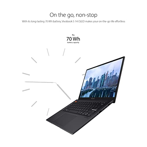 ASUS VivoBook S 14 OLED Slim Laptop, 14” 2.8K 16:10 Display, Intel Evo Platform, Intel Core i7-12700H CPU, 16GB RAM, 512GB SSD, Windows 11 Home, Indie Black, K3402ZA-DB74