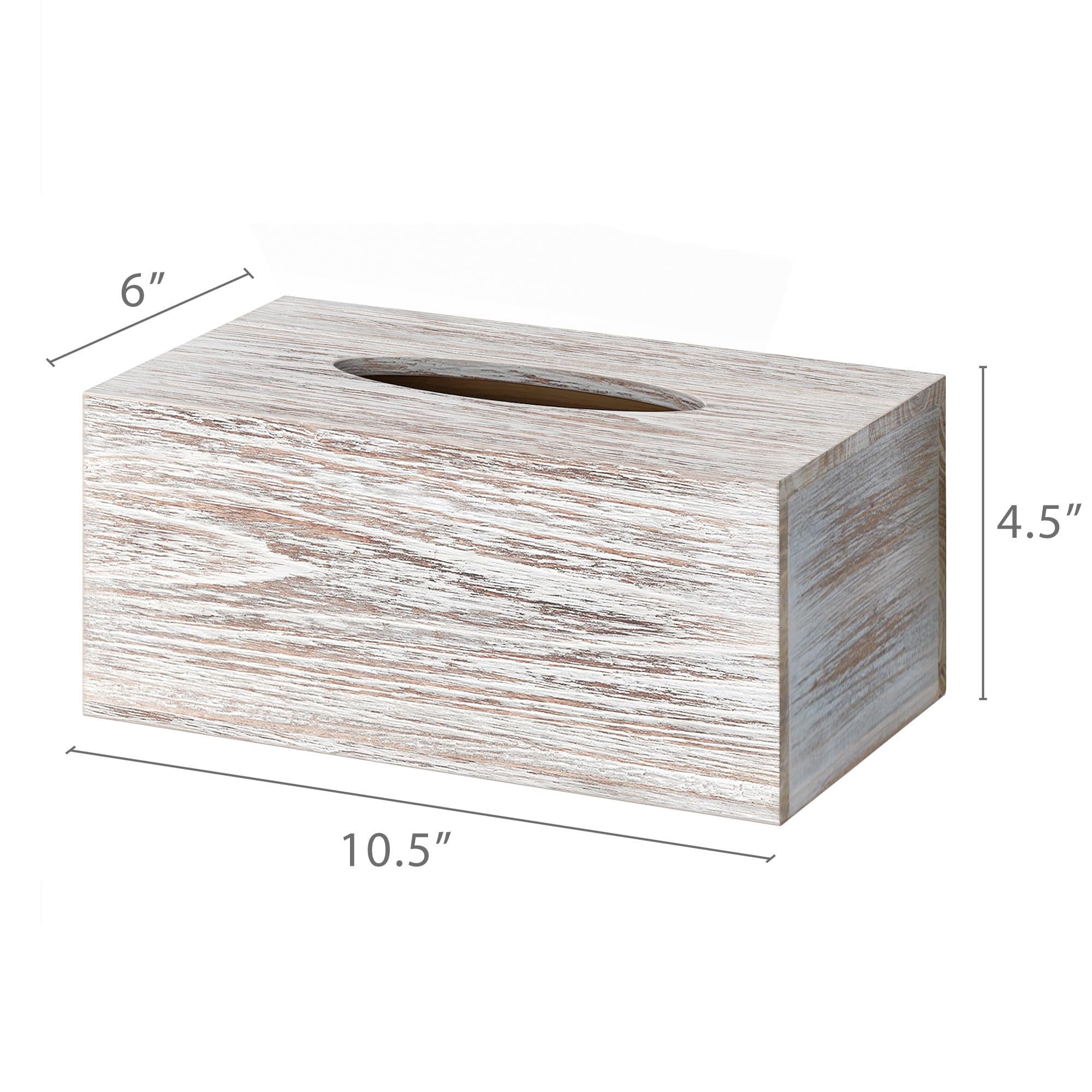 Barnyard Designs Rustic Distressed Wooden Rectangular Tissue Box Cover - Decorative Bathroom Facial Tissue Box Holder Farmhouse Country Decor, 10.5” x 6” x 4.5”