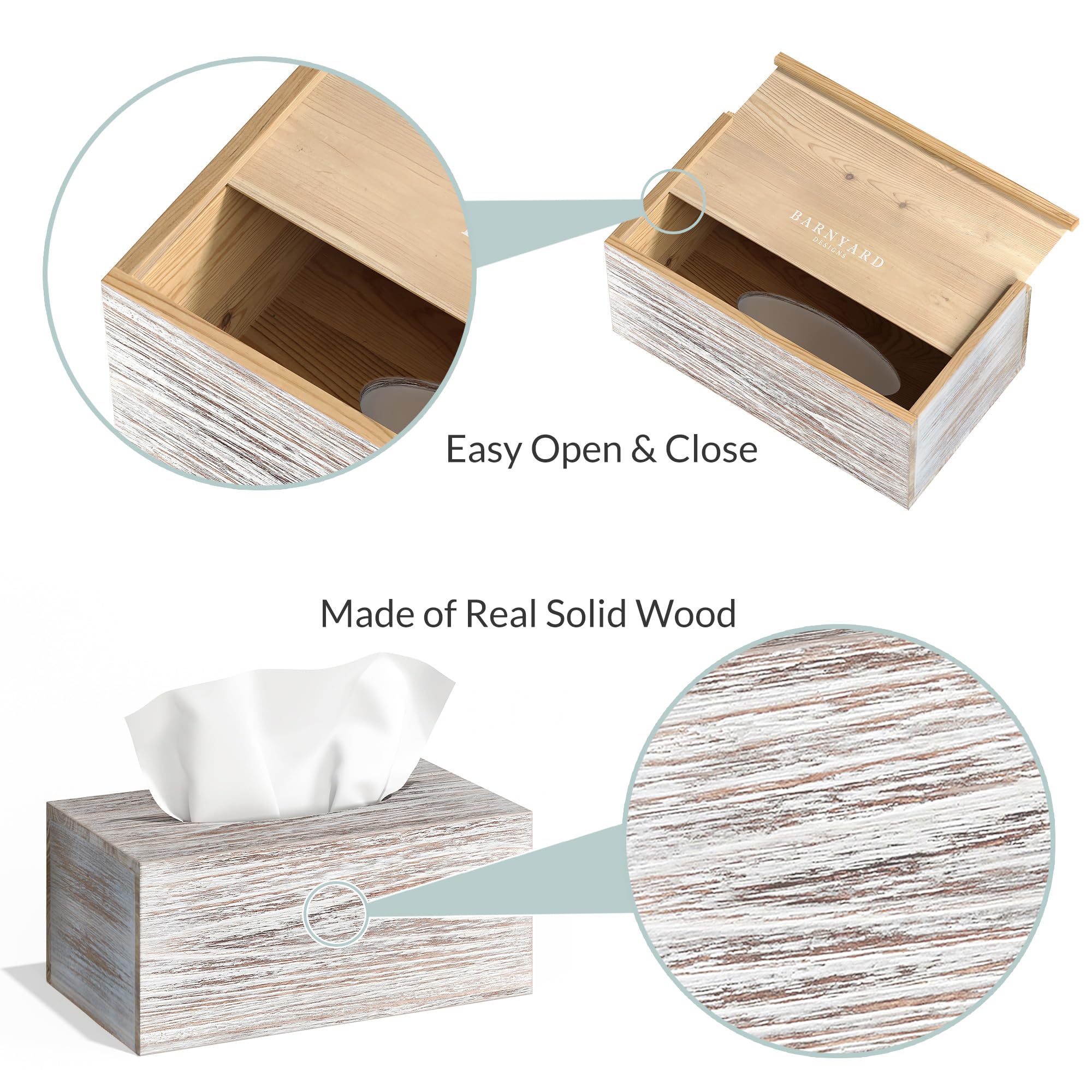Barnyard Designs Rustic Distressed Wooden Rectangular Tissue Box Cover - Decorative Bathroom Facial Tissue Box Holder Farmhouse Country Decor, 10.5” x 6” x 4.5”