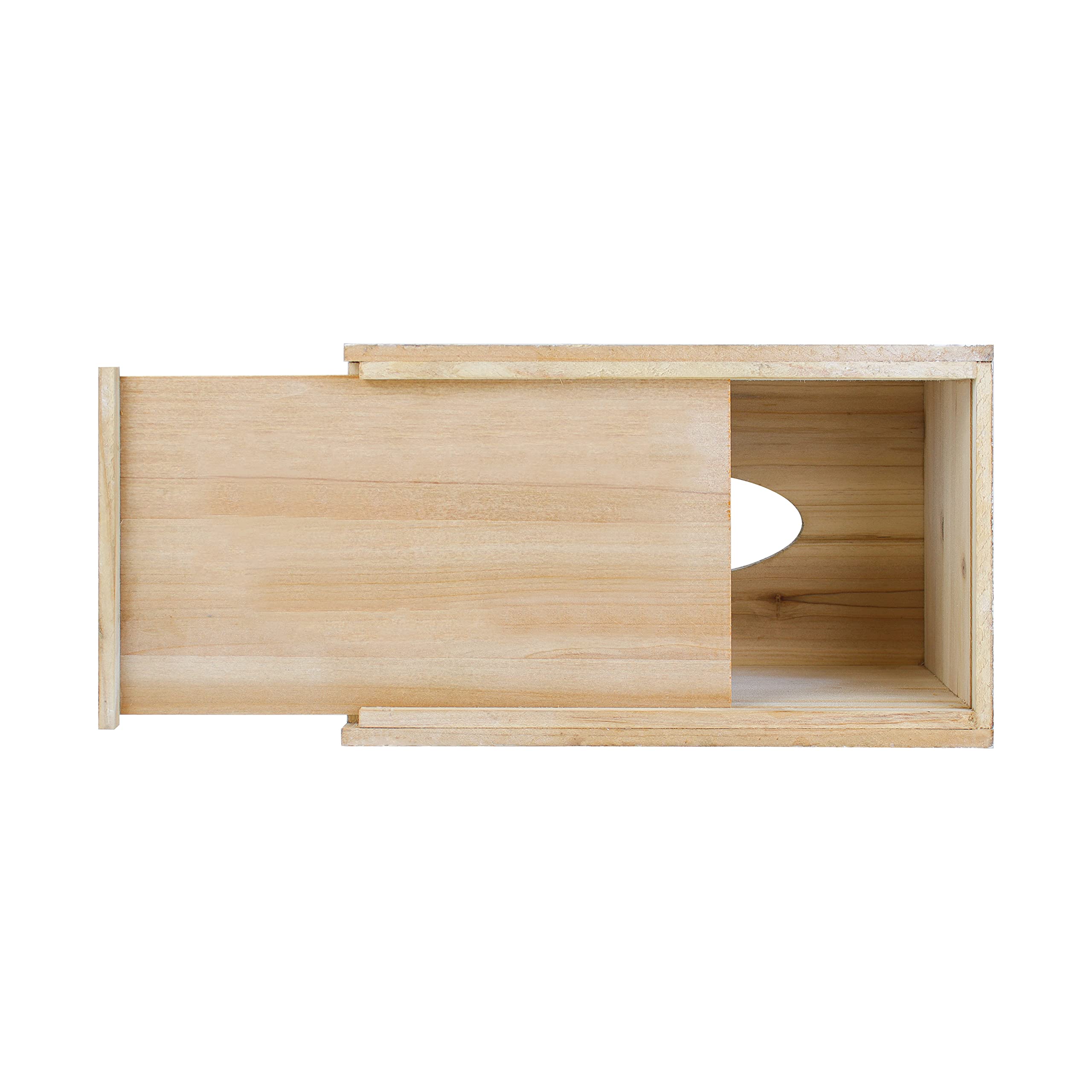 Karisky Rustic Rectangular Fir Wood Tissue Box Cover Holder with Slide-Out Bottom Panel, Farmhouse Paper Facial Dispenser for Bathroom, Bedroom, Night Stands, Office, 10 x 6 x 5 inch, White