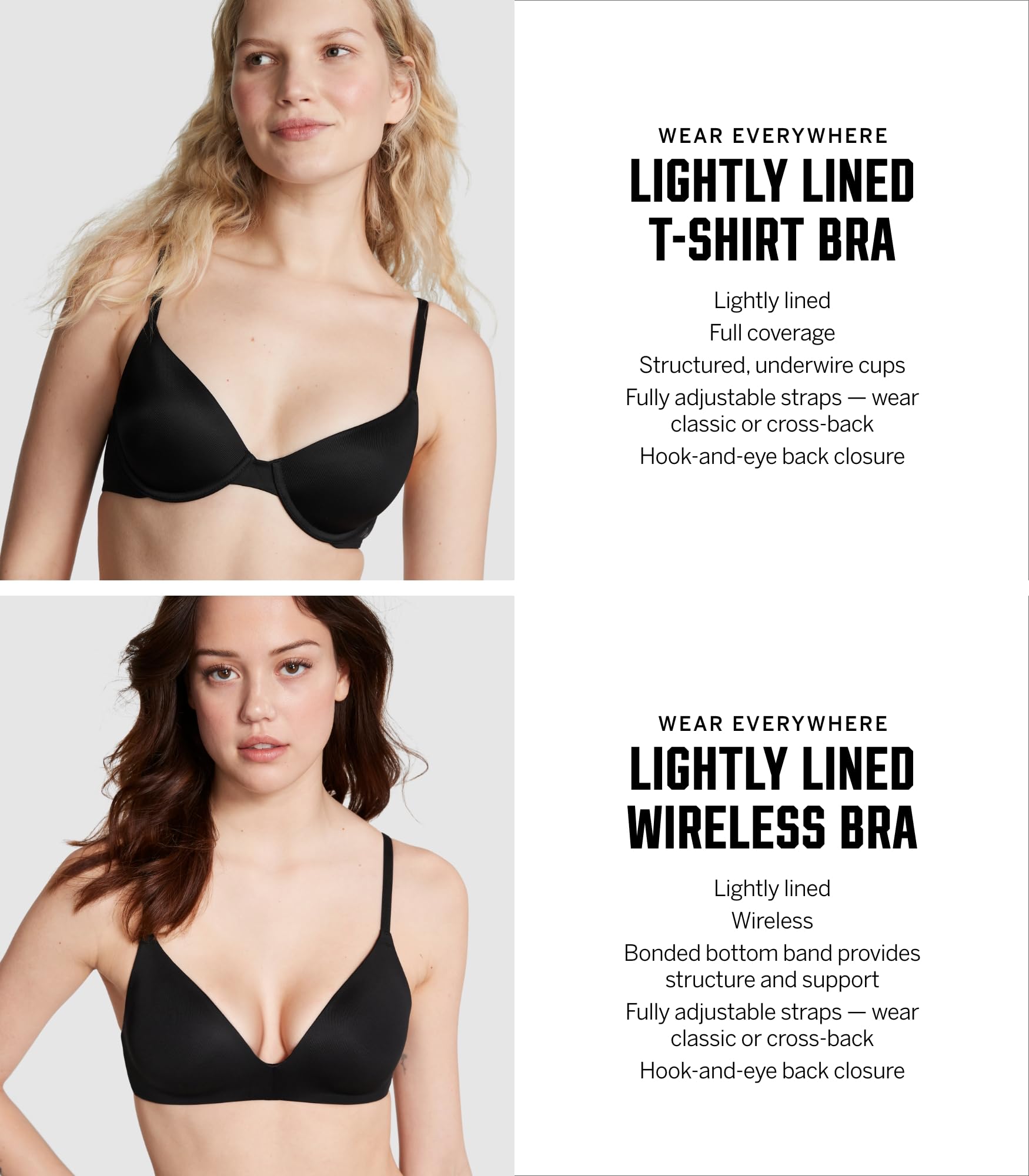 Victoria's Secret Pink Wear Everywhere T-Shirt Lightly Lined Bra, Smooth, Bras for Women, Optic White, (36B)