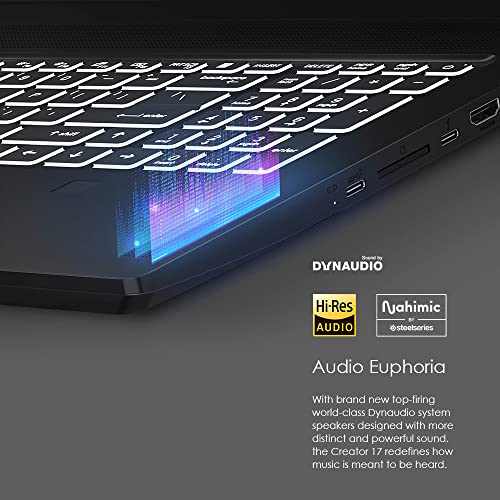 MSI Creator 17 Professional Laptop: 17.3" UHD 120Hz 100% AdobeRGB Display, Intel Core i7-11800H, NVIDIA GeForce RTX 3060, 16GB RAM, 512GB NVME SSD, Thunderbolt 4, Win10, Core Black (B11UE-471)