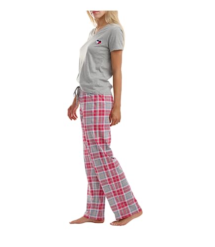 Tommy Hilfiger WomensTop Short Sleeve V-Neck Heart Logo Pant Bottom Pajama Set Pj 2pcHeather Grey & City Prep Plaid Heather GreyMedium