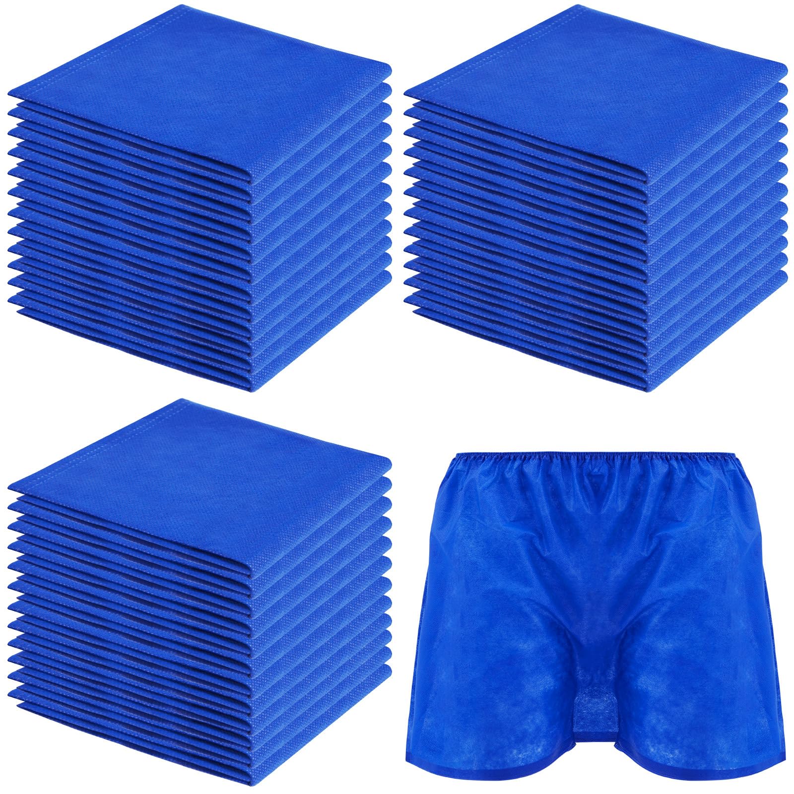 Panitay 300 Pcs Disposable Exam Shorts Non Woven Exam Wear Short Disposable Travel Underwear Unisex Shorts Bottoms with Elastic Waistband for Women Men Spa Massage Examination Services Supplies, Blue