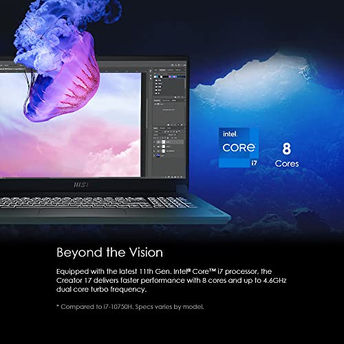 MSI Creator 17 Professional Laptop: 17.3" UHD 120Hz 100% AdobeRGB Display, Intel Core i7-11800H, NVIDIA GeForce RTX 3060, 16GB RAM, 512GB NVME SSD, Thunderbolt 4, Win10, Core Black (B11UE-471)