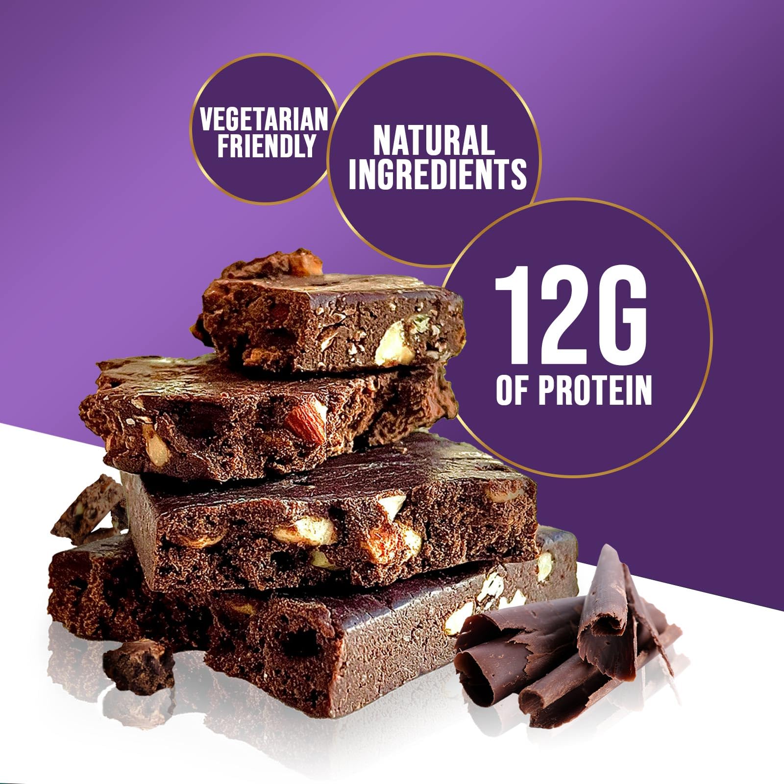 Chocolate Brownie Protein Bars - High Protein Snacks to Support Energy & Replace Meals - Snack Size Chocolate Coconut Bars by Natures Nutrition - 1.83 oz (Pack of 12)