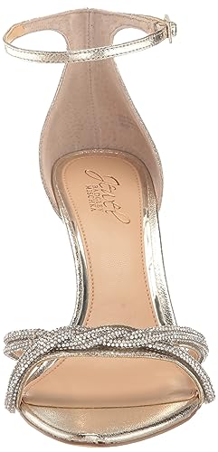 Jewel Badgley Mischka Women's VANI Heeled Sandal, Gold Textile, 5.5