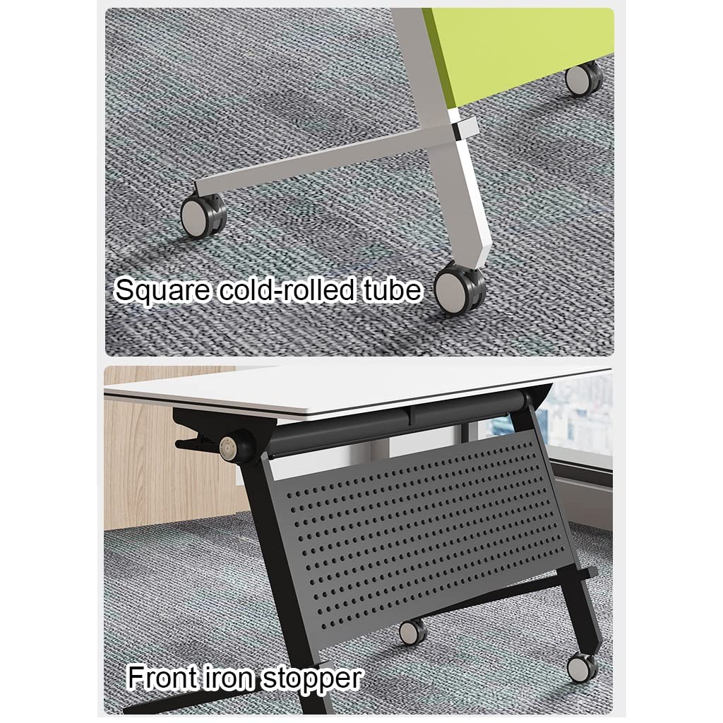 GUINJO 4 pcs Flip Top Mobile Training Table with Modesty and Lockable Wheels,Ready to Unfold and Use, Foldable Conference Tables (Color : White, Size : 120 * 60 * 75cm)