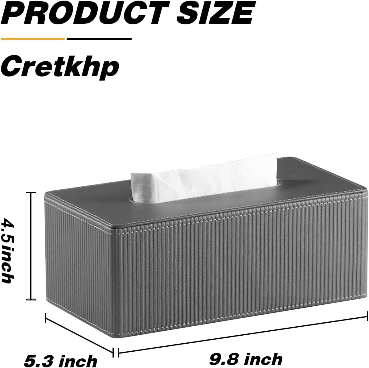 Cretkhp PU Leather Tissue Box Cover with Magnetic Closure, Modern Rectangular Tissue Box Holder Decorative Organizer for Bathroom Vanity Countertop, Night Stands Bedroom Office Desk
