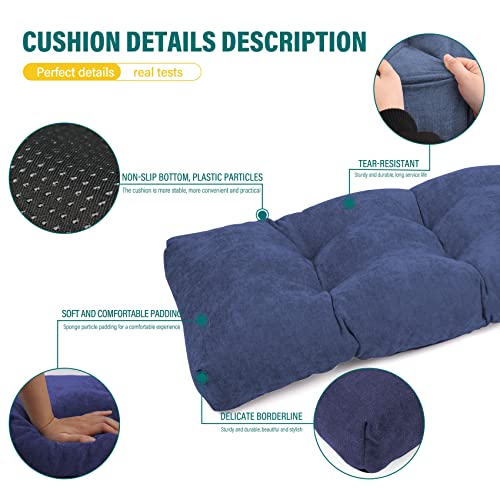 mudilun Bench Cushion,Indoor Anti-Slip Patio Seat Cushion, Kitchen Furniture Chair Cushions for Floating Windows, Rocking Chairs, Dining (36x14x4, 【Chenille】 Blue)