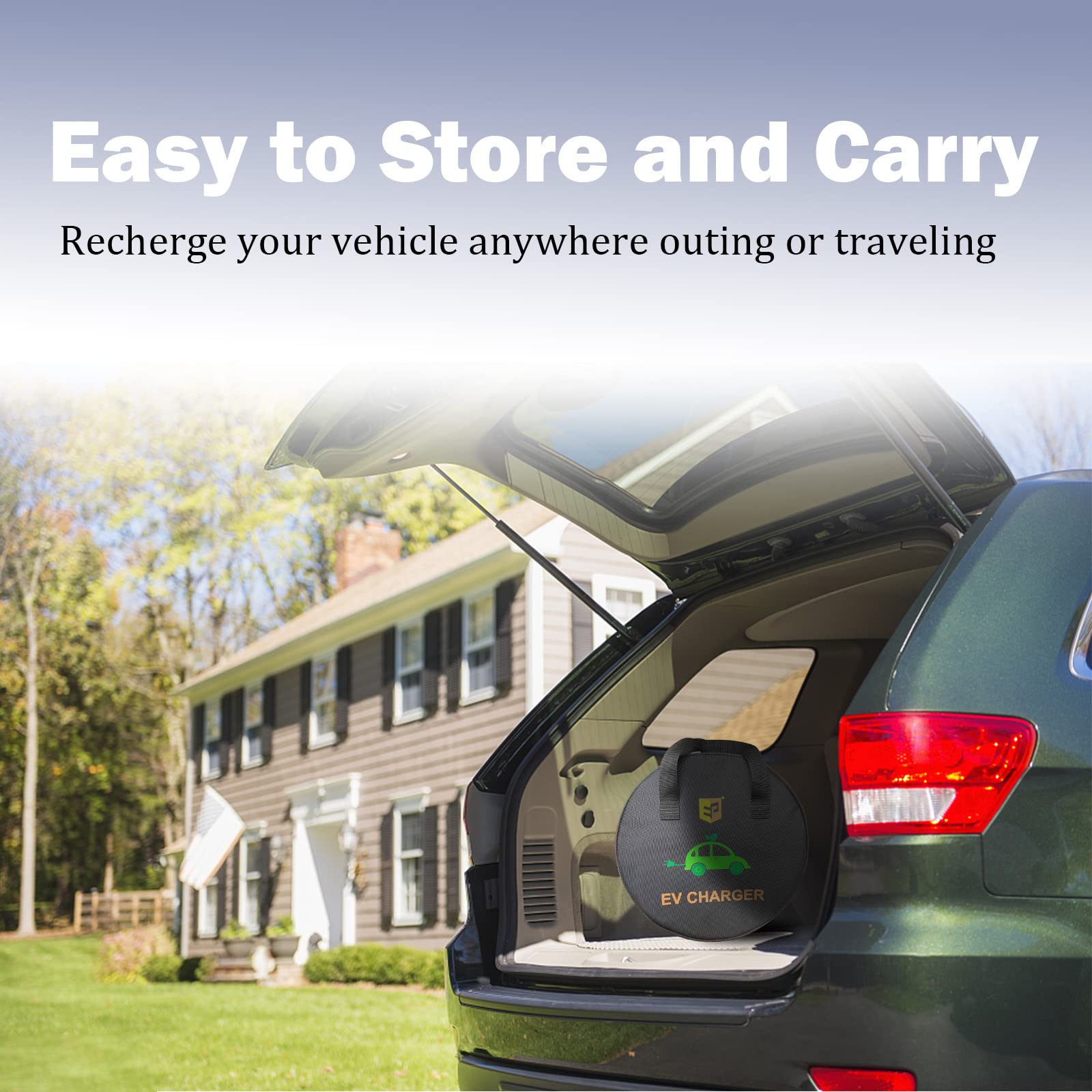 EP Level 2 Portable EV Charger, 16-40 Amp, 240V, 25ft Cable, Fast Charging Station for All EVs, NEMA 14-50P Plug, Upgraded Portable Electric Vehicle Charger