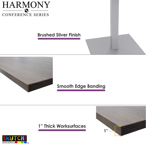 SKUTCHI DESIGNS INC. 14 Person Modular Arc Rectangle Conference Table | Square Metal Base | Harmony Series | 14' | Maple