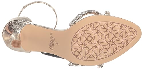 Jewel Badgley Mischka Women's VANI Heeled Sandal, Gold Textile, 5.5