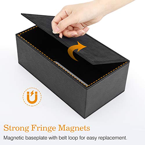 Luxspire Rectangular PU Leather Tissue Box Cover Holder, Facial Tissue Box Cover Toilet Paper Box Case Napkin Dispenser for Countertop Bedroom Car Office Bathroom Home Deco Accessories, Black