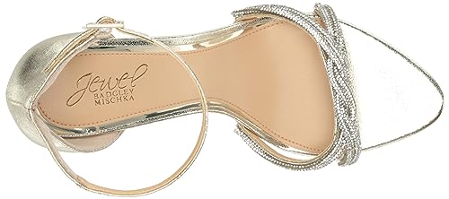Jewel Badgley Mischka Women's VANI Heeled Sandal, Gold Textile, 5.5