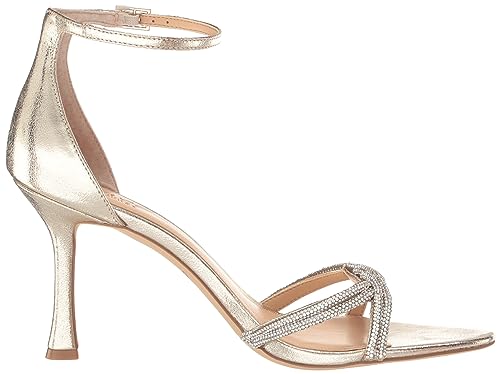 Jewel Badgley Mischka Women's VANI Heeled Sandal, Gold Textile, 5.5