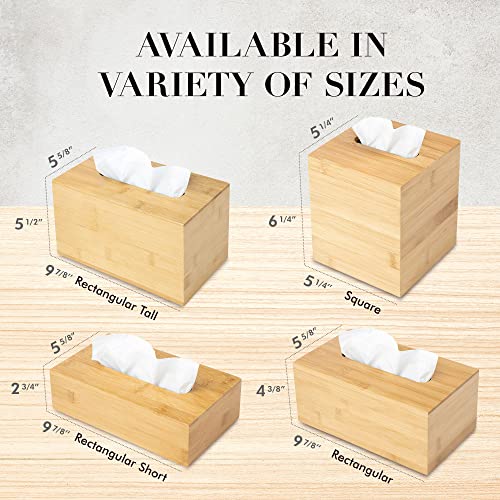 JUSK Design Tissue Box Holder, Modern, Minimalist, and Durable Wooden Tissue Box with Sliding Bottom, Easy-Refill Premium-Quality Bamboo Tissue Box Cover, Fits 184-Count Box, Rectangular