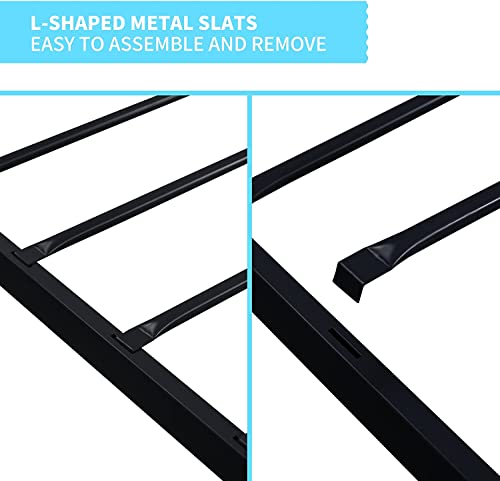 cuoote Twin Over Full Bunk Bed, Metal Twin Over Full Bunk Bed with Ladder and Guardrail, Space-Saving Design for Boys, Girls, No Box Spring Needed (Black, Twin Over Full)