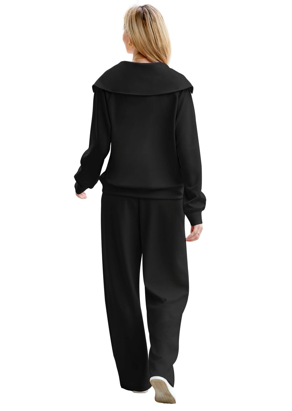 XIEERDUO Loungewear Set Women Fall Fashion 2024 Sweatsuit Set 2 Piece Outfits Black M