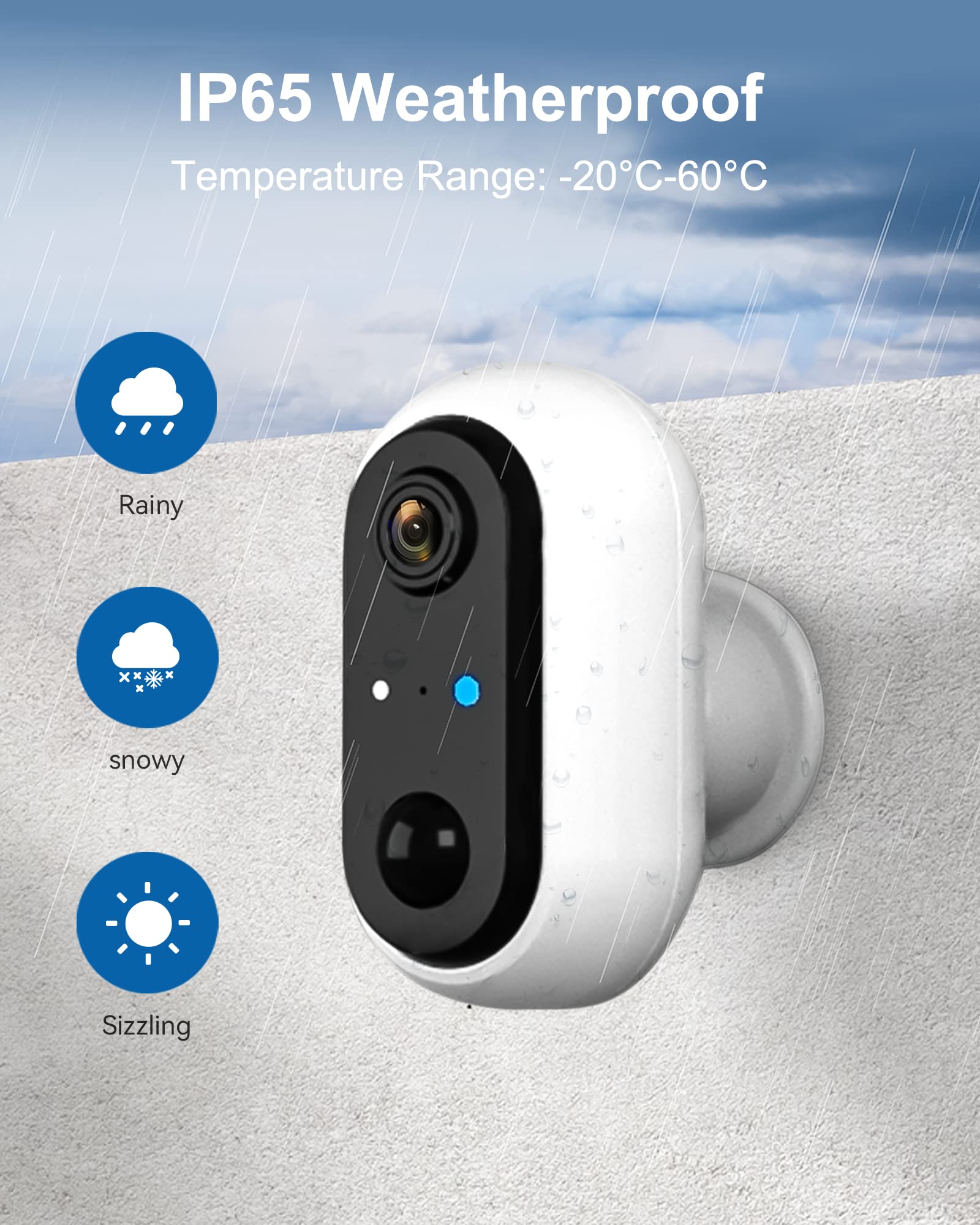 VENZ Outdoor Camera Wireless,1080P Battery Powered WiFi Cameras for Home Security,Magnetic Base,Siren Alarm, Night Vision,Motion Detection,2-Way TalkIP65 Waterproof,Cloud/SD Storage
