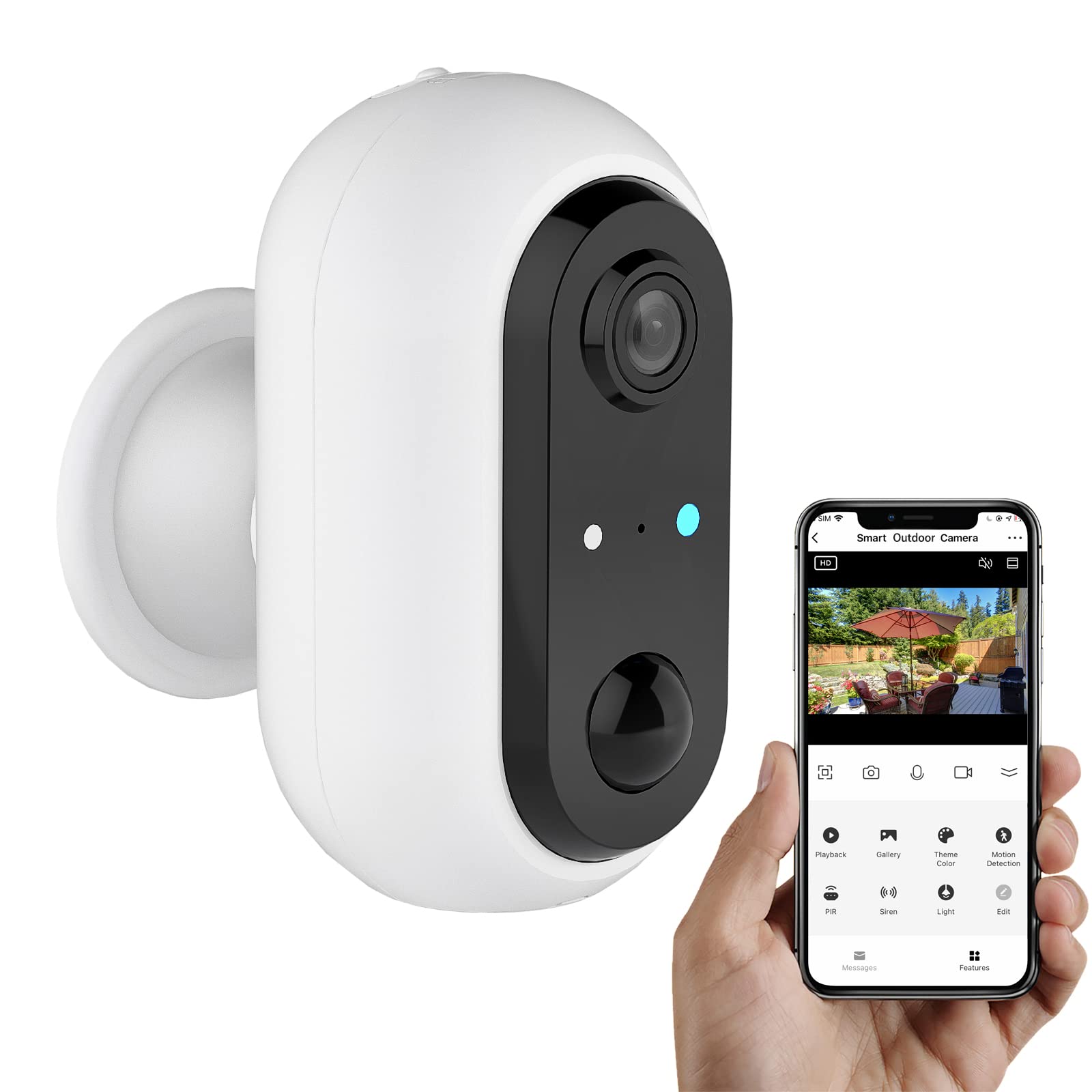 VENZ Outdoor Camera Wireless,1080P Battery Powered WiFi Cameras for Home Security,Magnetic Base,Siren Alarm, Night Vision,Motion Detection,2-Way TalkIP65 Waterproof,Cloud/SD Storage