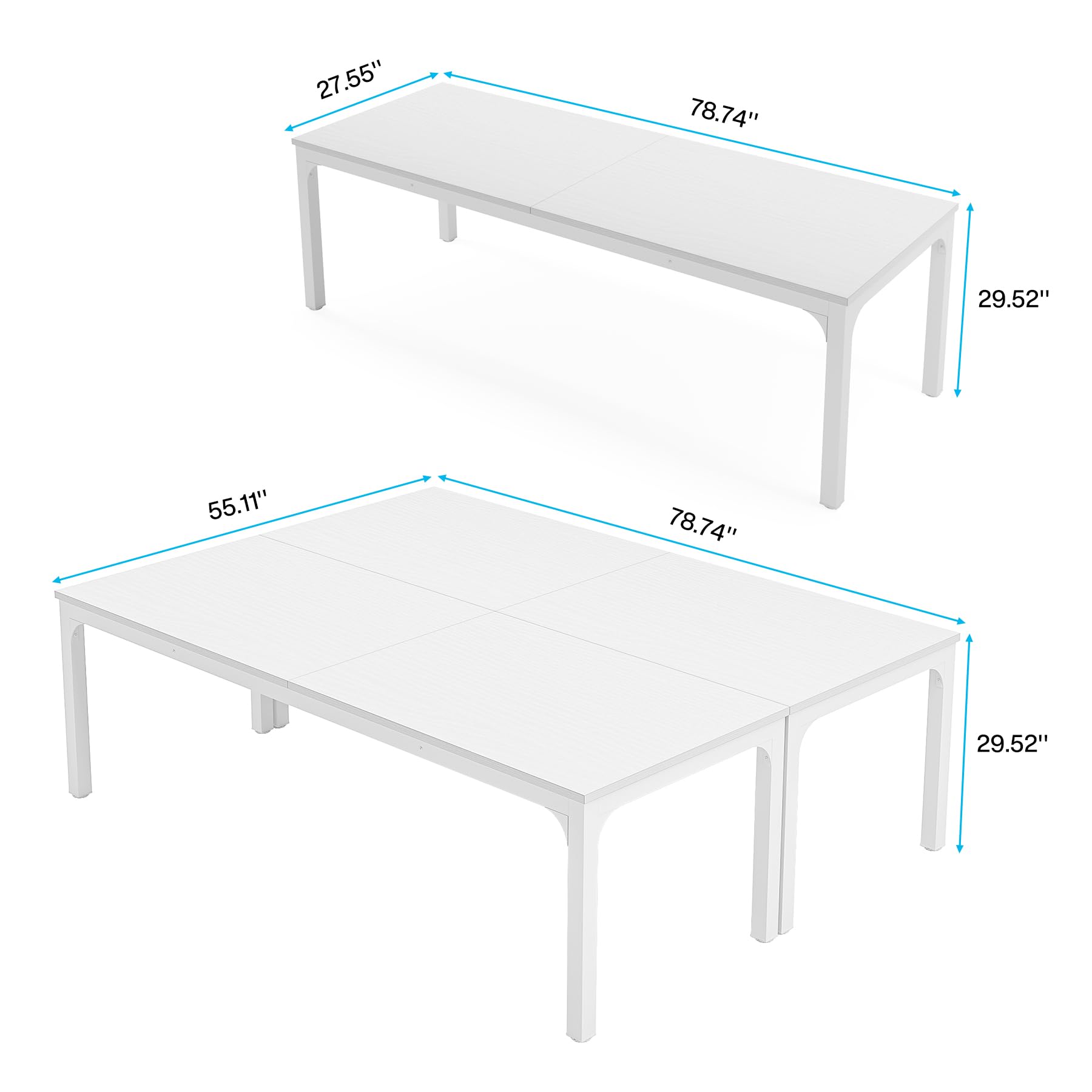 Tribesigns 78.74-Inch Conference Table Set,13FT Conference Room Table, Large Rectangle Meeting Seminar Tables Set,Long Business Tables (Chair not Included) (2, White, 2 Pack)
