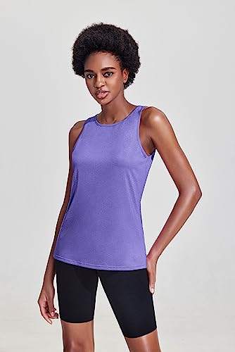 PINSPARK Sleeveless Open Back Tank Top Workout Shirts for Women Muscle Tank Yoga Shirts Purple XL