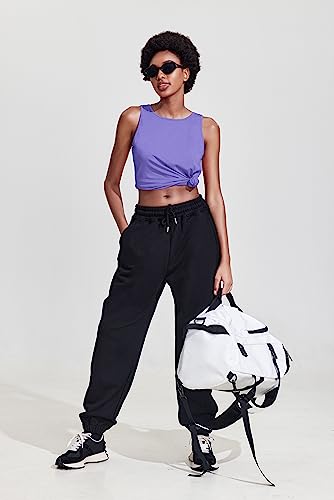 PINSPARK Sleeveless Open Back Tank Top Workout Shirts for Women Muscle Tank Yoga Shirts Purple XL