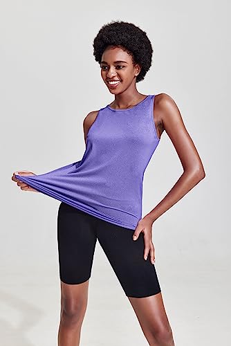 PINSPARK Sleeveless Open Back Tank Top Workout Shirts for Women Muscle Tank Yoga Shirts Purple XL