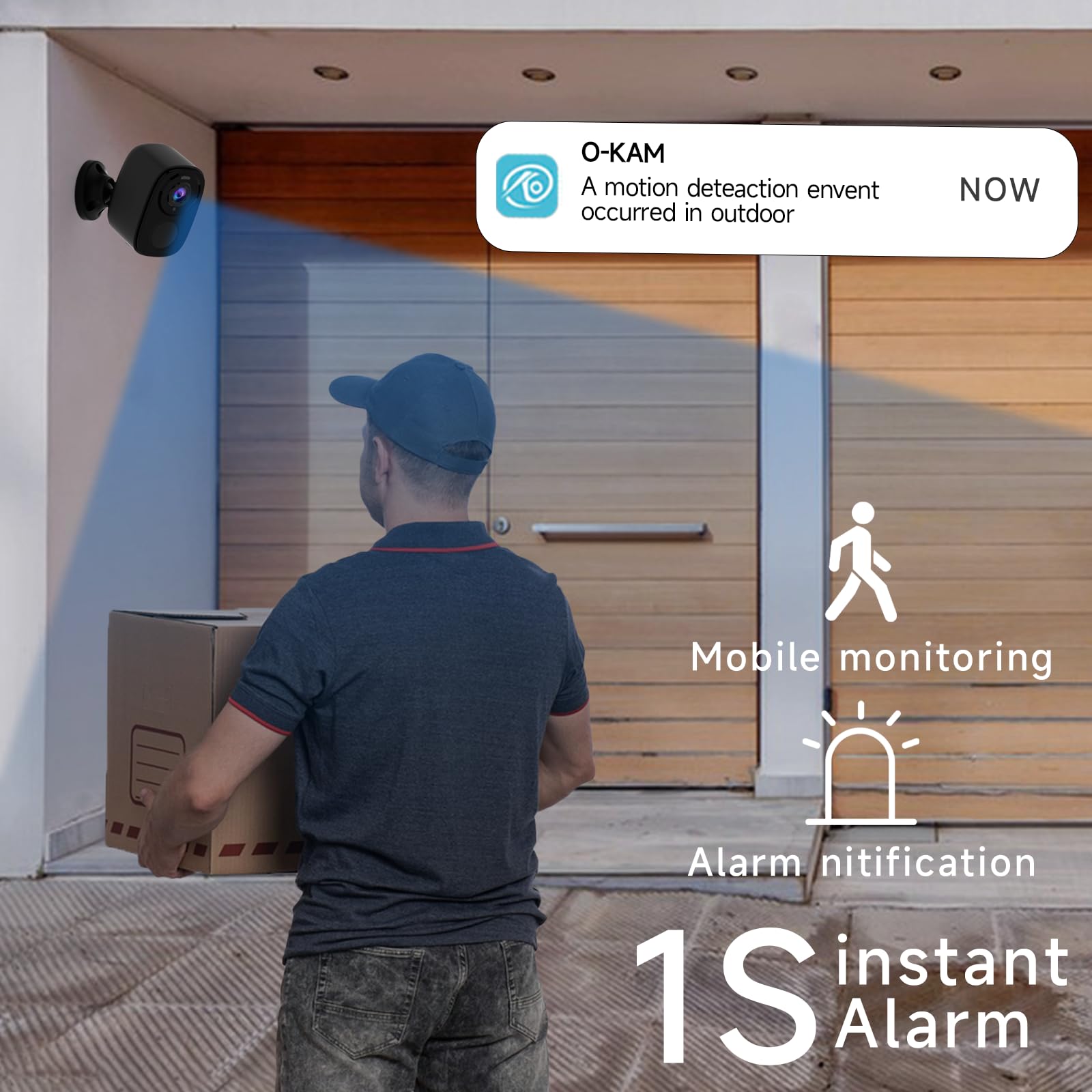 Rraycom 4Pack Wireless Home/Outdoor Security Cameras, 5MP Battery Powered Security Cameras with Spotlight Siren Alarm, AI Motion Detection, Color Night Vision, 2-Way Talk, SD/Cloud, Works with Alexa