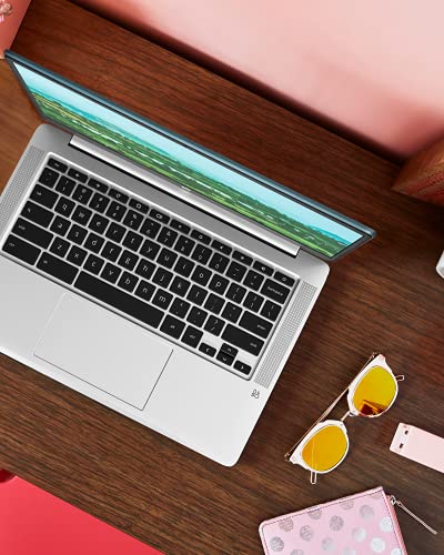 HP Chromebook 14 Laptop, Intel Celeron Processor, 4 GB RAM, 32 GB eMMC, 14β HD (1366 x 768), Display, Chrome OS, Webcam & Dual Mics, Work, School, Entertainment, Long Battery Life (14a-na0120nr, 2021)
