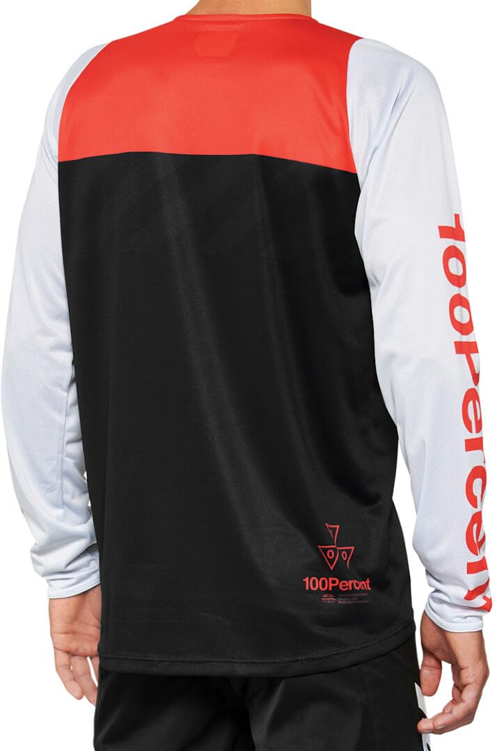 100% R-CORE Youth Long Sleeve Jersey Black/Racer Red - S