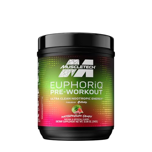 Pre Workout Powder MuscleTech EuphoriQ PreWorkout Smart Pre Workout Powder for Men & Women Caffeine Metabolite Fueled With Paraxanthine Watermelon Candy (20 Servings)
