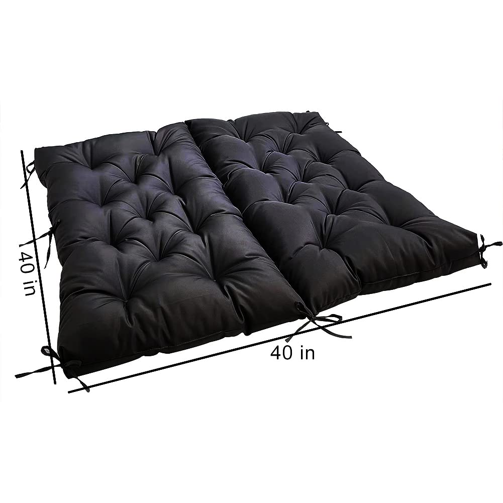 Srutirbo Outdoor/Indoor Swing Replacement Cushions 3 Seater, Waterproof Bench Cushion with Backrest, 40"x40", for Garden Patio Furniture (Black)