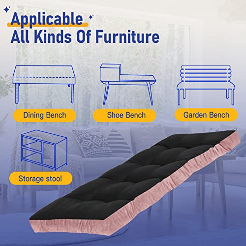 ROFIELTY Bench Cushion 45 inches. Non-Slip Tufted Cushion for Indoor/Outdoor use, Comfortable Window Cushion, Soft Piano Bench Cushion.Multi-Scene use of Cushions. (45x18x3, Matte Pink)…