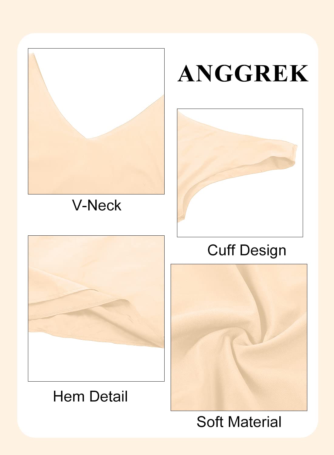 ANGGREK Womens Silk Satin Tank Tops V Neck Casual Cami Sleeveless Camisole Blouses Basic Tank Shirt(1-Champagne,Large)