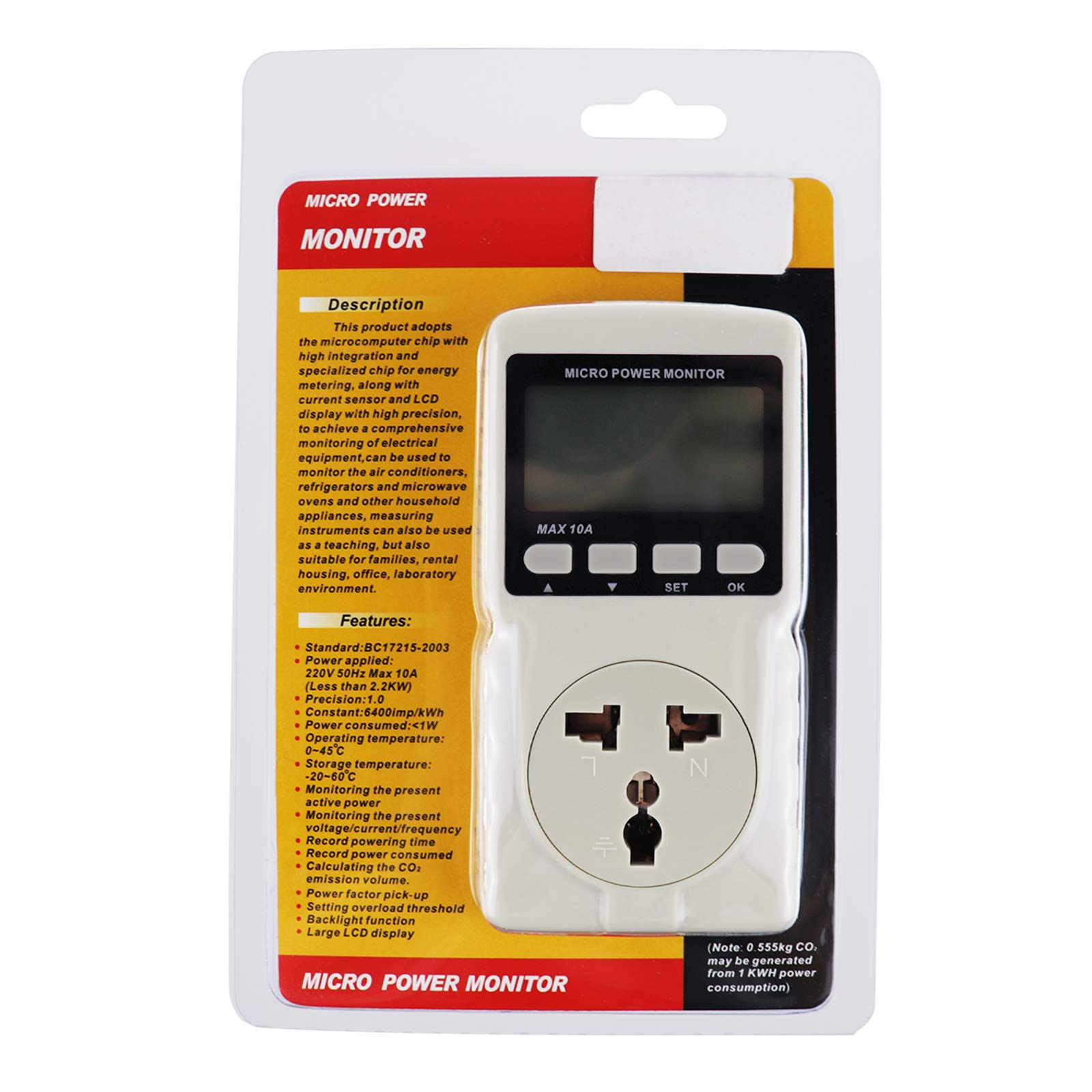 Watt Power Meter Plug-in Socket Power Meter, Home Electrical Usage Monitor Consumption, Kilowatt Wattage Voltage AMP Tester with Backlight Overload Protection