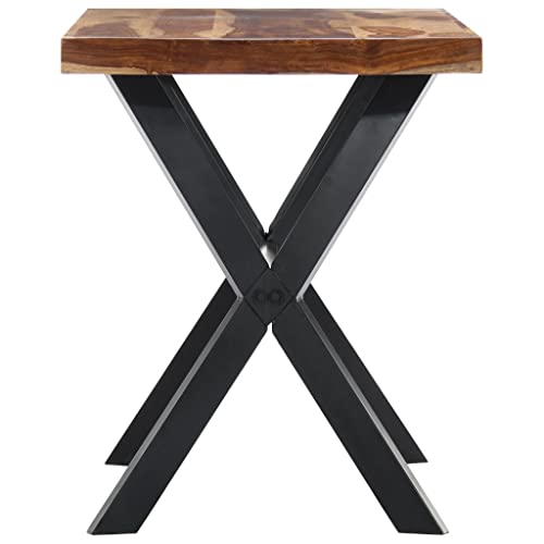 YUHI-HQYD Dining Table,Retro Coffe Table,Conference Table,Industry Offic Table,Easy to Assemble,with a Steel Cross Frame,Fits Dinner Party, Study, Office Work, 47.2"x23.6"x29.5" Solid Sheesham Wood