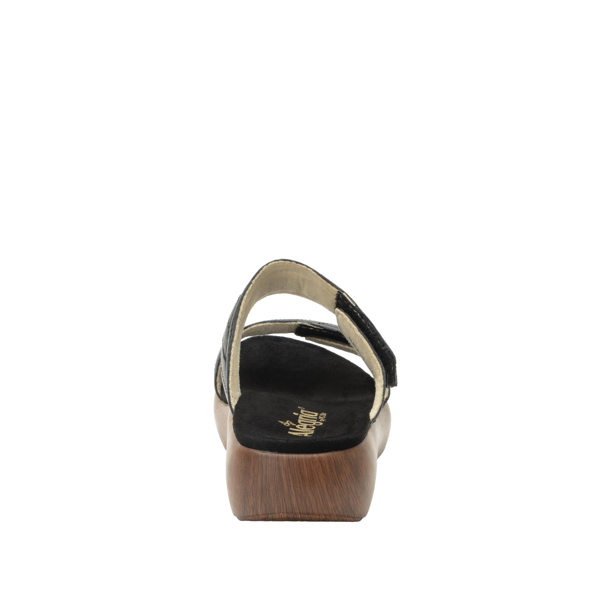 Alegria Womens Brayah Black Leather Double Strap Slide Sandal 9 M US